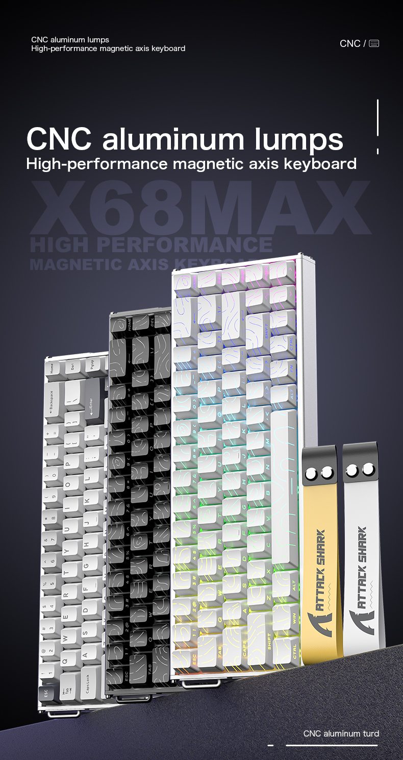 ATTACK SHARK X68MAX CNC Magnetic Switch Mechanical Keyboard Wired 8K ...