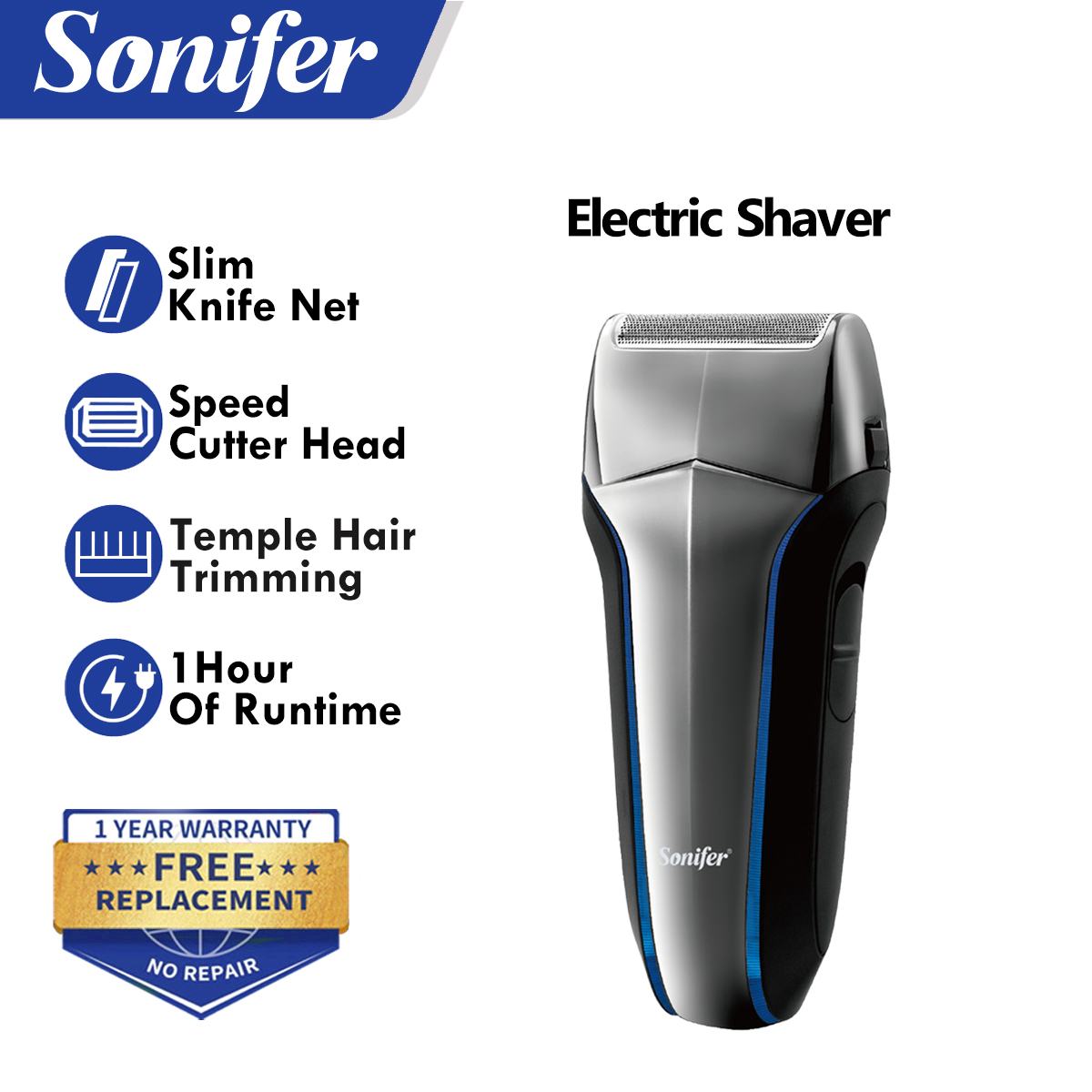 Sonifer Electric Shaver For Men Speed Cutter Head Beard Shaver Charging ...