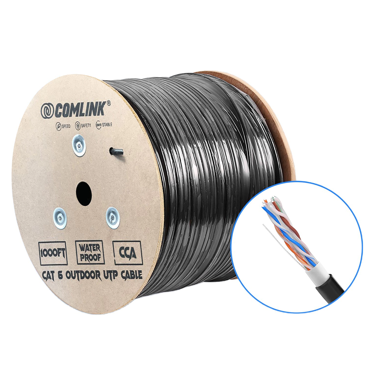 Comlink 305M Cat6 Outdoor Ethernet Cable 23AWG Copper Clad Aluminum ...