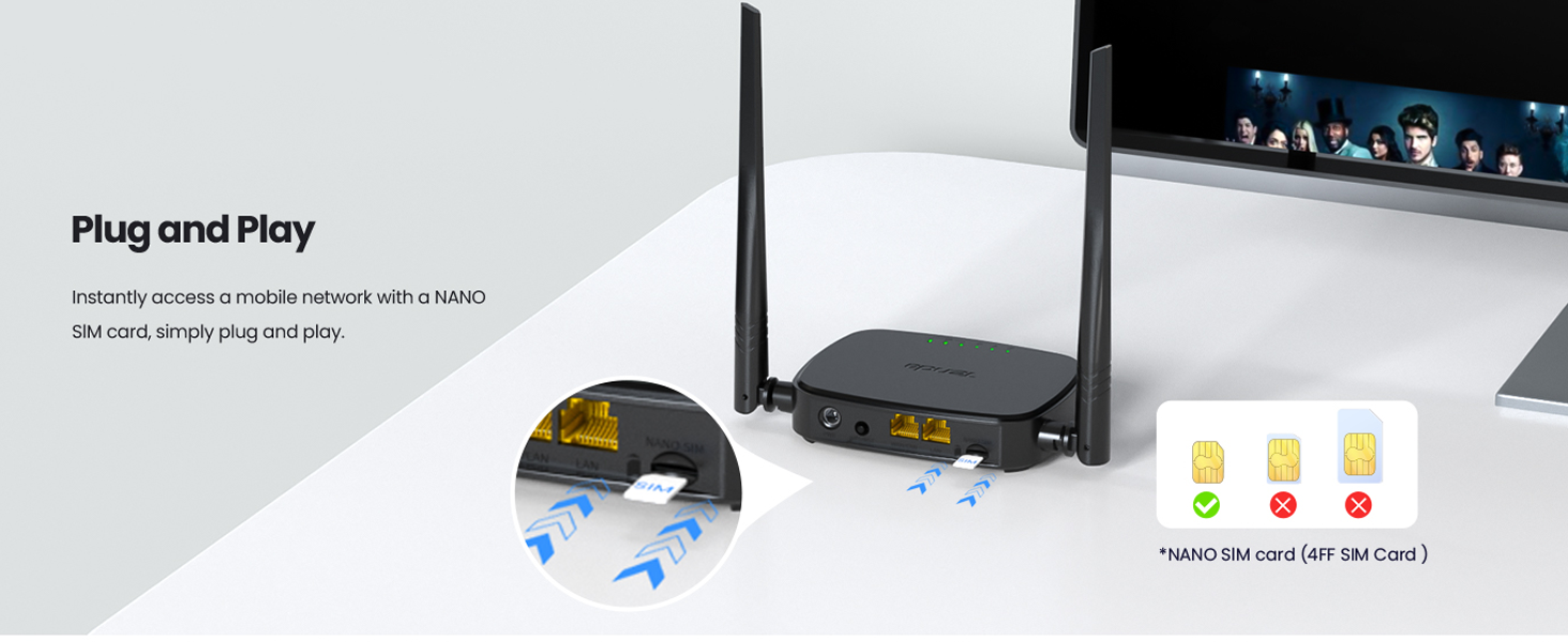 Tenda 4G SIM Card Router Mobile WiFi Router 4G LTE 300Mbps Wireless 2.4 ...