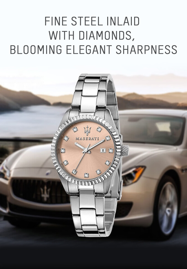 【2 Years Warranty】 Maserati Competizione 31mm Rose Gold Sunray Dial ...