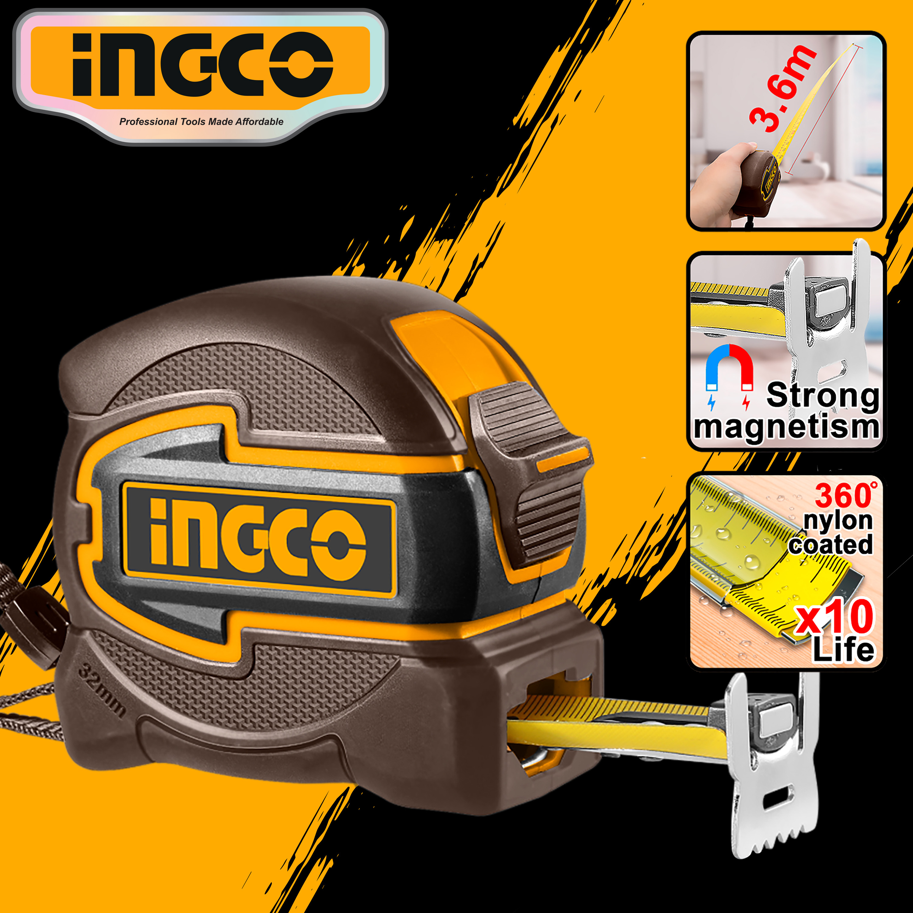 Ingco by Winland Steel Measuring Tape with Length & Width: 5m x 32mm ...