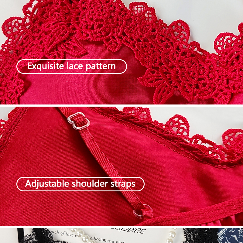 H5H Night Dress Sleepwear Ice Silk Halter Nighties Backless Honeymoon ...