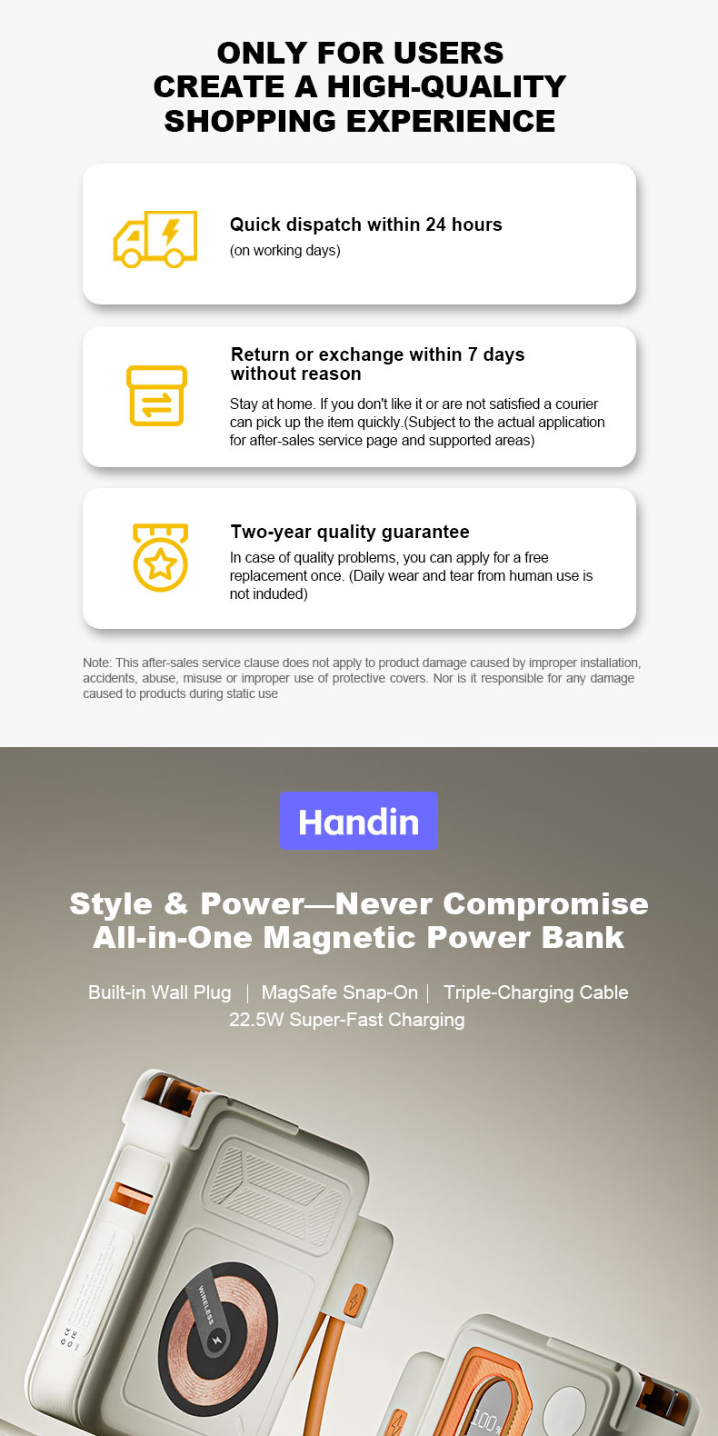 Handin 20000mAh Mini Powerbank Fast Charging 5 in 1 Original Magnetic Wireless Portable Charger ...