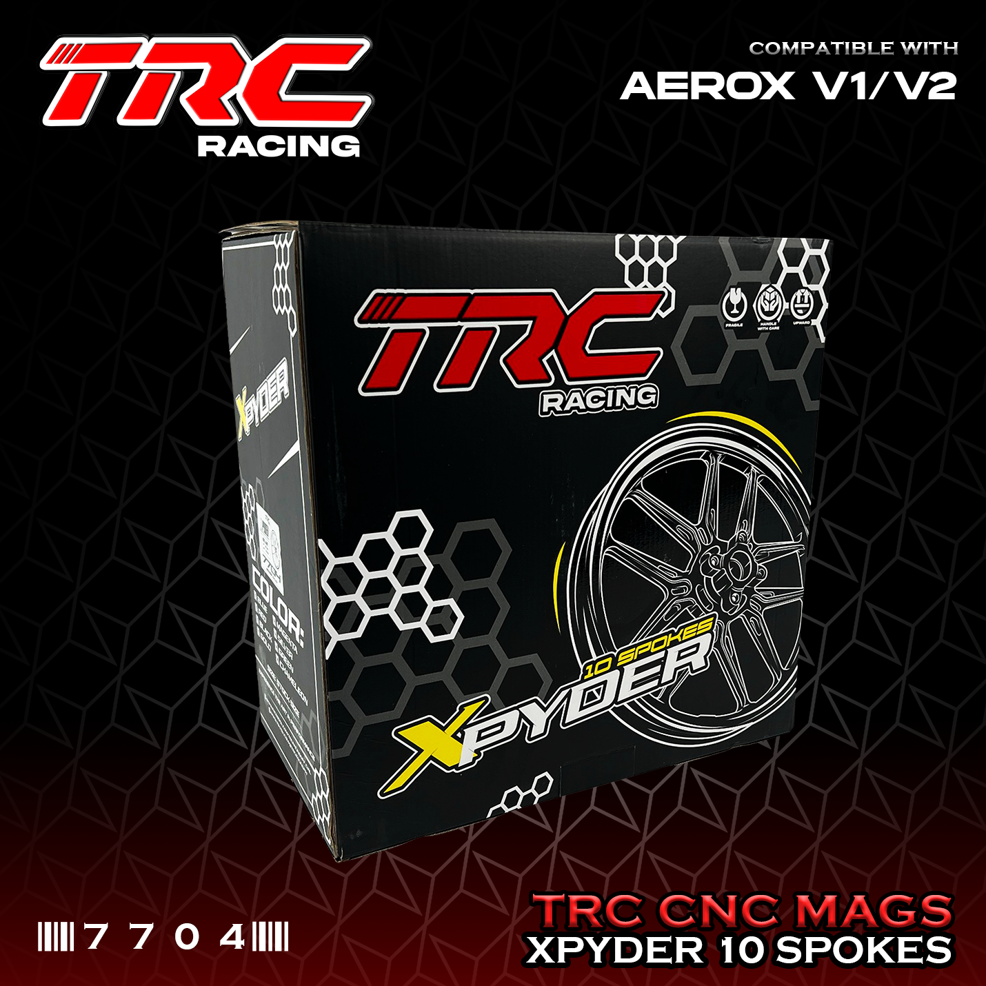 TRC CNC XPYDER 10 SPOKES MAG WHEELS (2.5F x 3.5R x 14) for AEROX v1/v2 ...