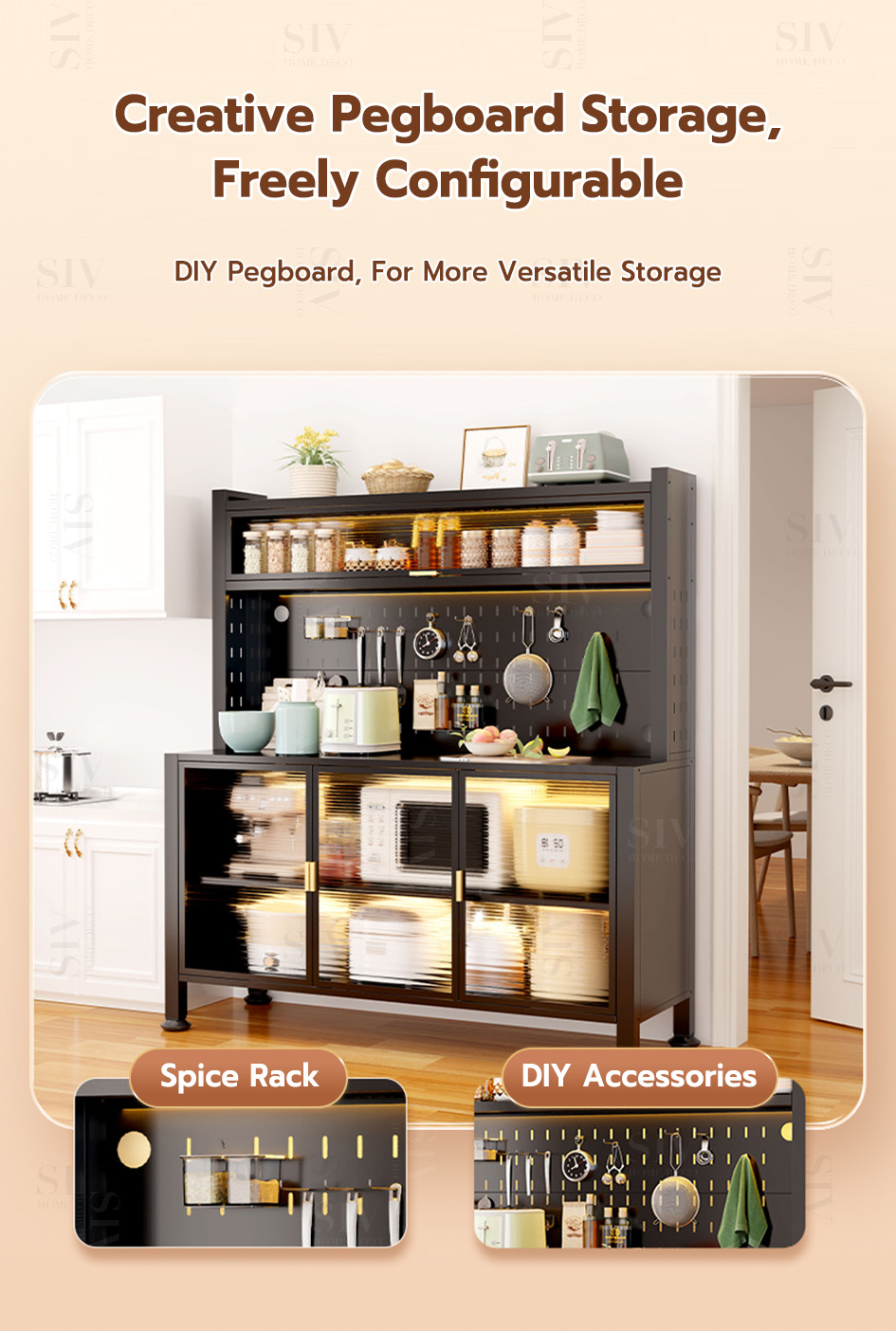 【Extra Thick】SIV Kitchen Cabinet Microwave Oven Rack Storage Shelves ...