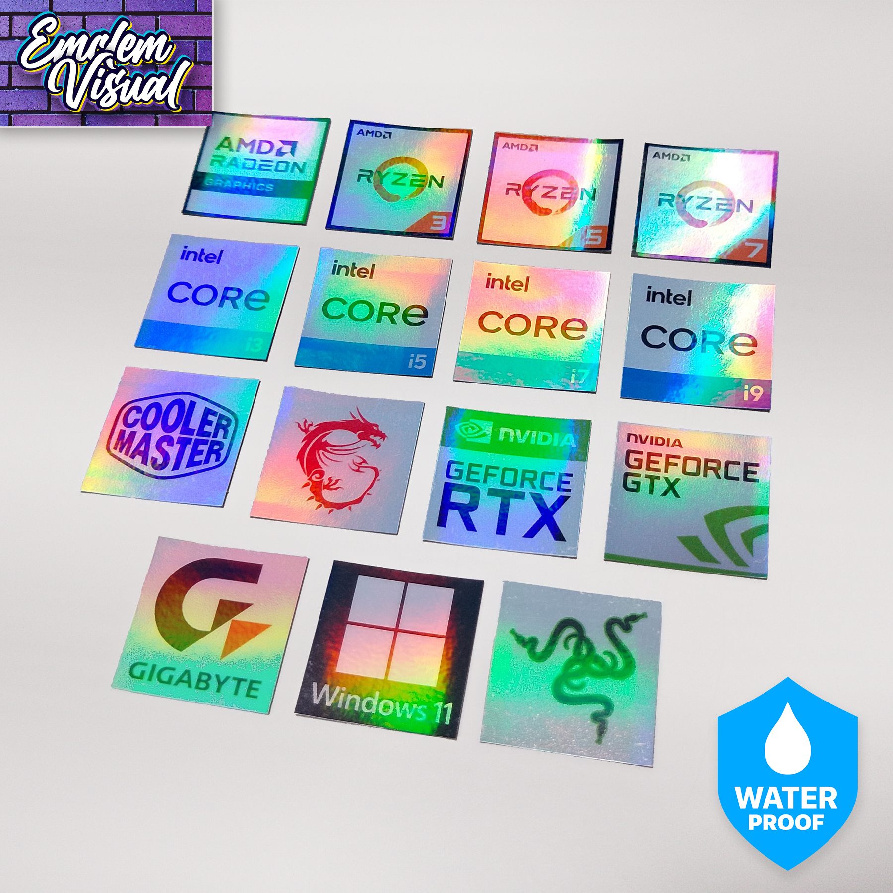 PC STICKER LAPTOP amd ryzen radedon intel i3 i5 i7 geforce rtx gtx ...