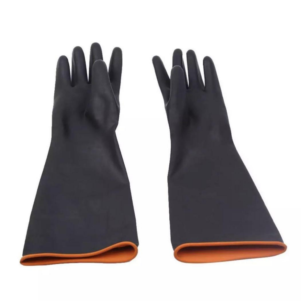 1Pair 55cm Heavy Duty Rubber Gloves/Chemical Acid Resistant/Natural ...