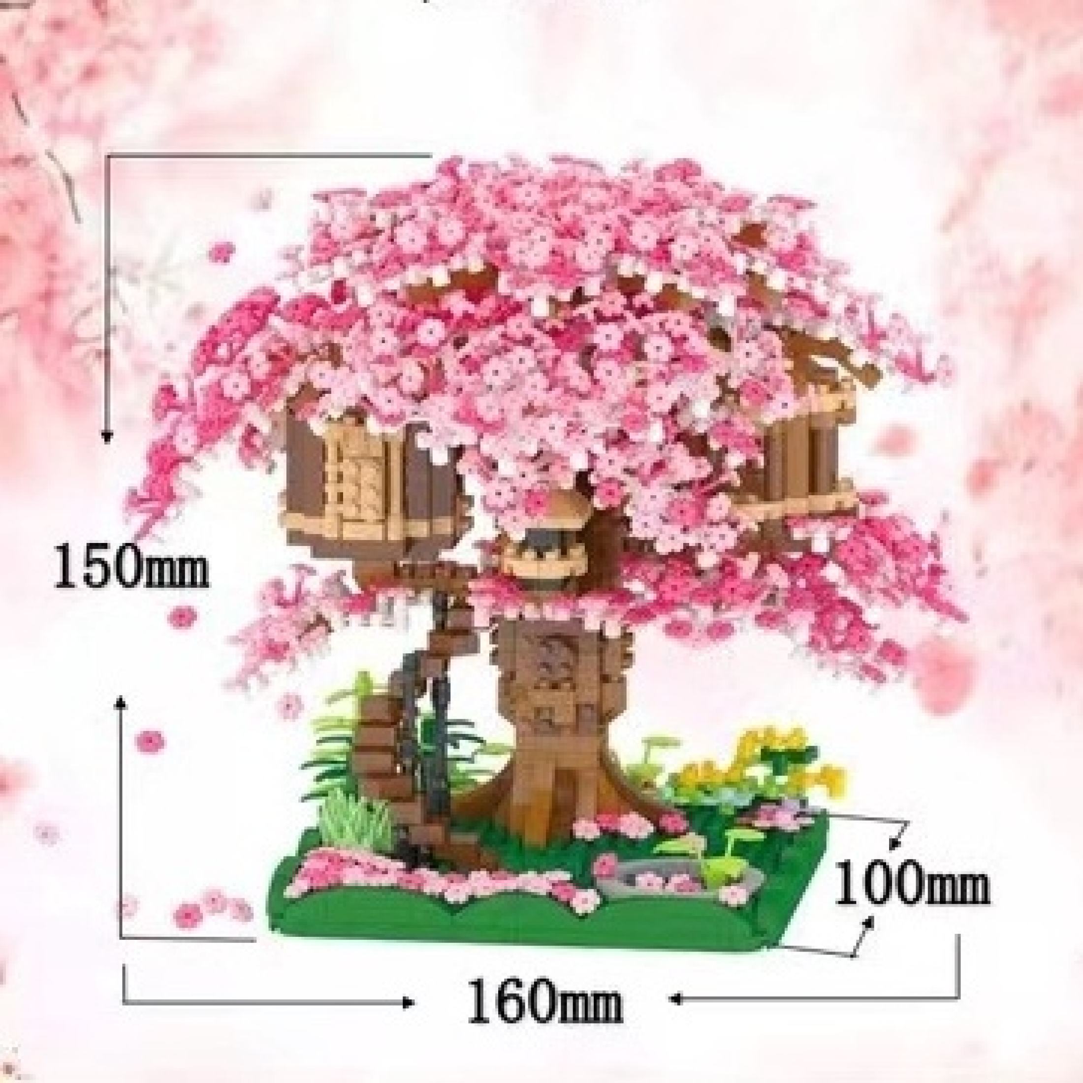 Pink Girl Sakura Tree House Compatible with Legos Small Particle ...