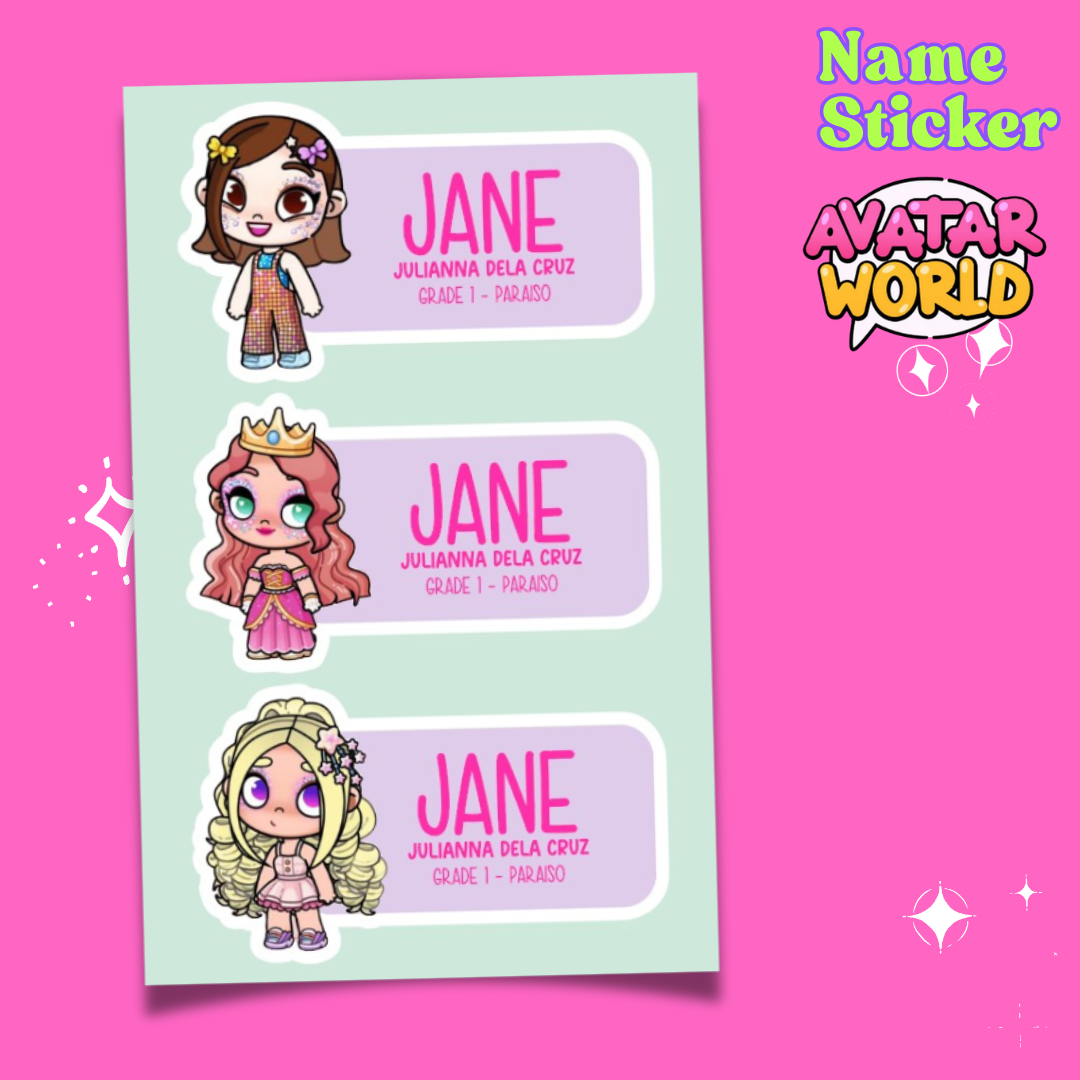 PERSONALIZED NAME STICKERS – CUTE AVATAR PLAY WORLD EDITION | STICKER ...