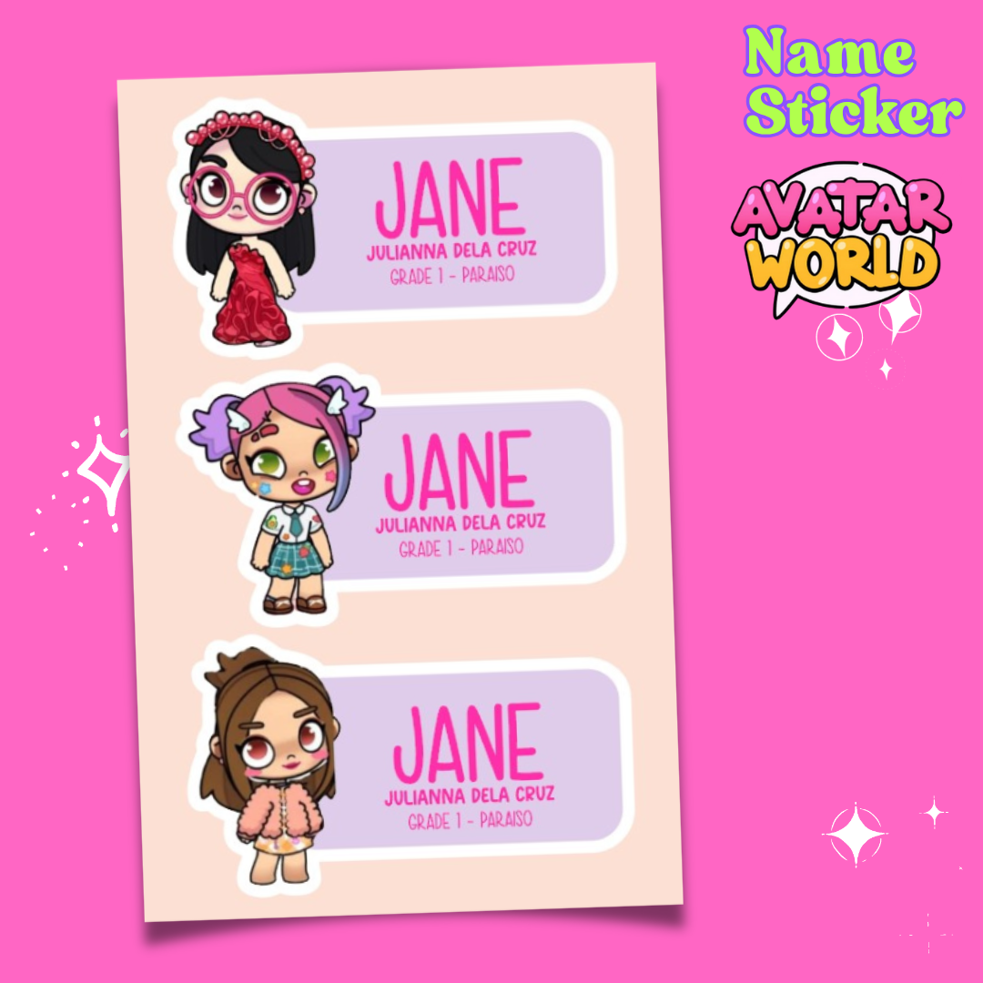 PERSONALIZED NAME STICKERS – CUTE AVATAR PLAY WORLD EDITION | STICKER ...