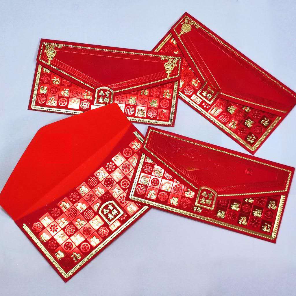 6pcs Ampao Thick Chinese Red Envelope Red Pocket Long Angpao Sobre ...