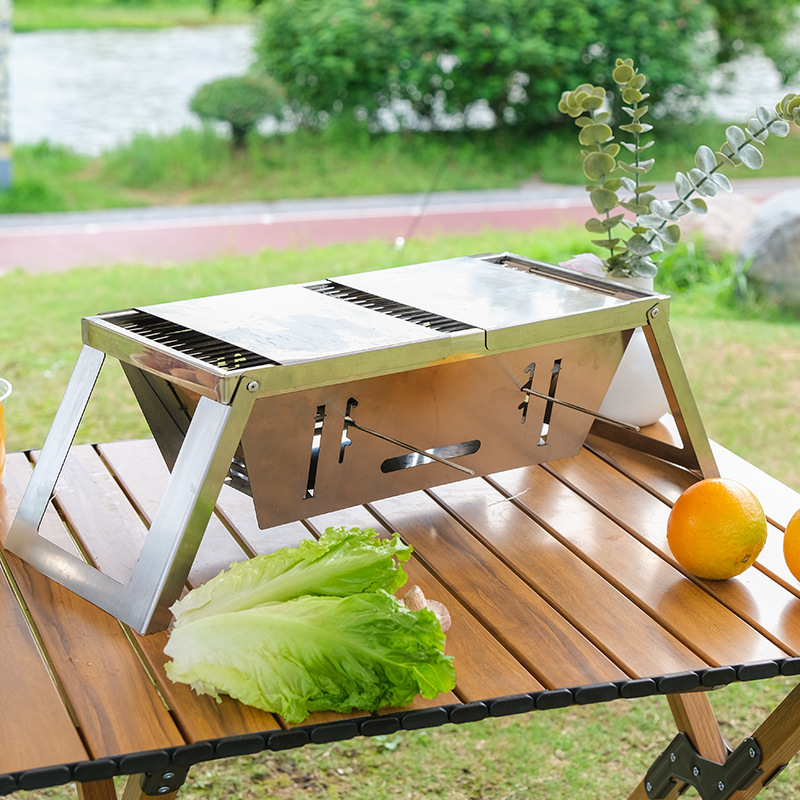 Outdoor Griller Portable Stainless Grill Pits Foldable Large BBQ Grill ...