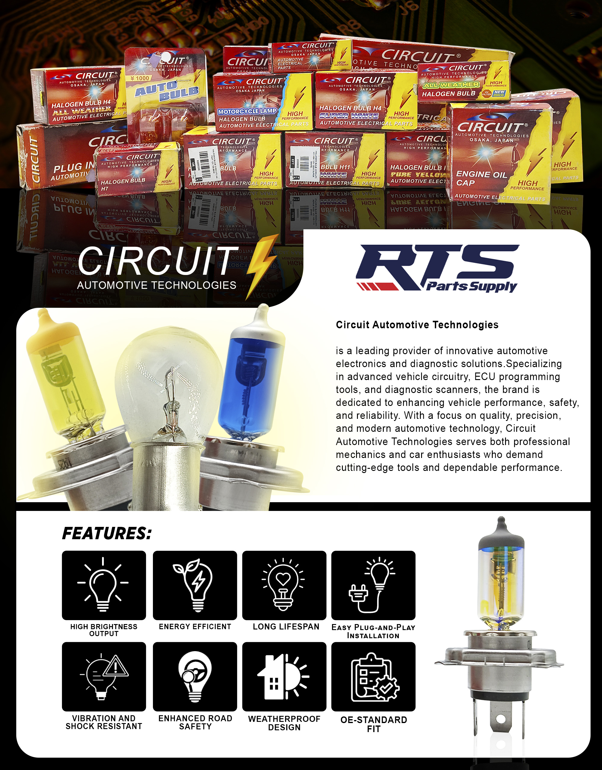 Circuit Pure Yellow H4-PY 12V 60/55W P43T H4-PY (1 PC) | Shopee Philippines