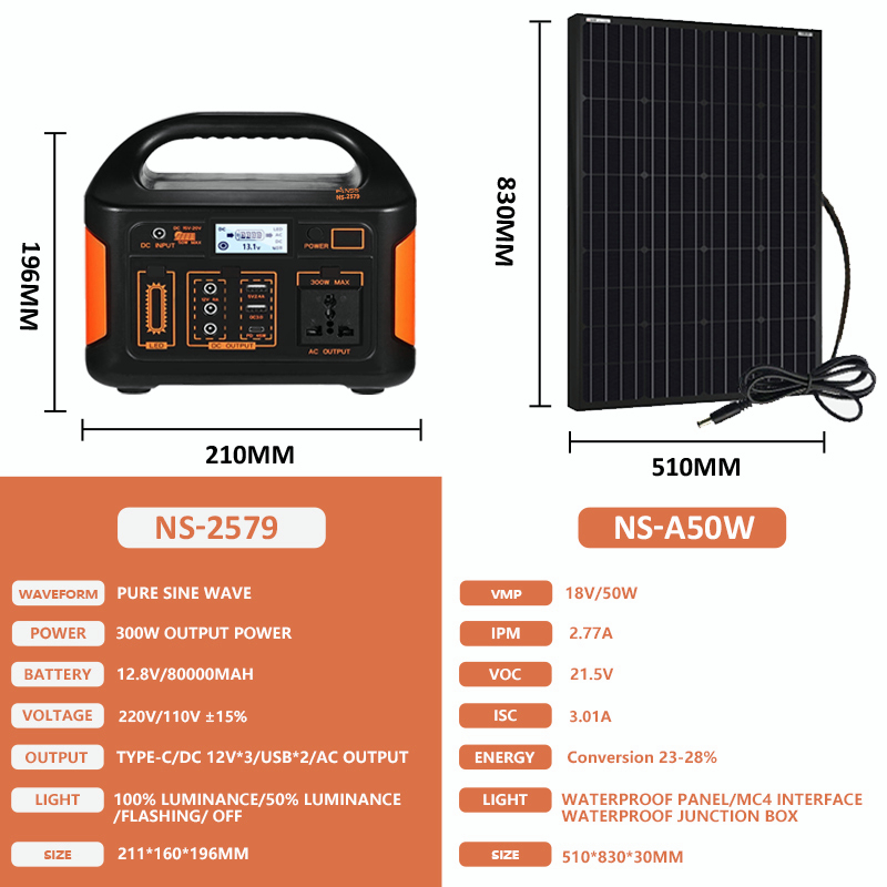 NSS 300W Solar Power Station 80000mAh Outdoor Power Supply Solar Power ...