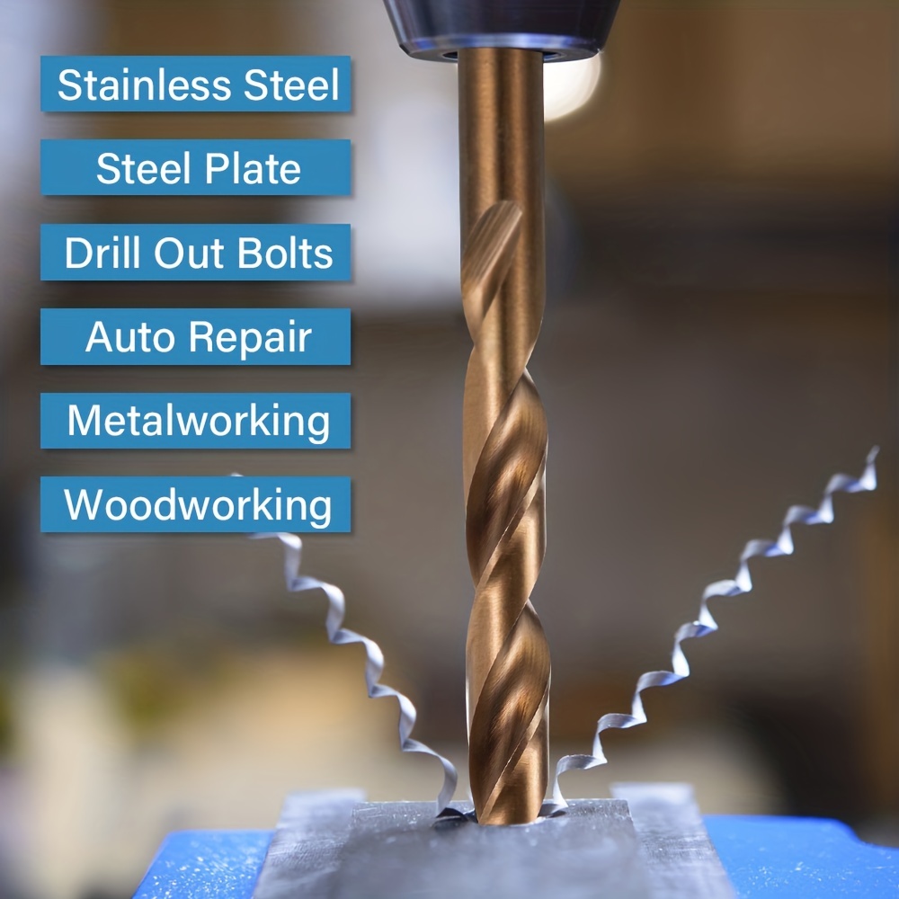 M42 Cobalt HSS Heavy Metal Drill Bit Set Stainless Steel Long Drills ...