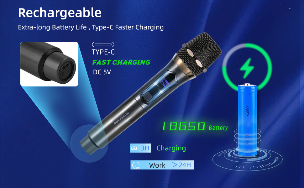 Wireless Microphone videoke set karaoke UHF charging microphone 1280mA ...