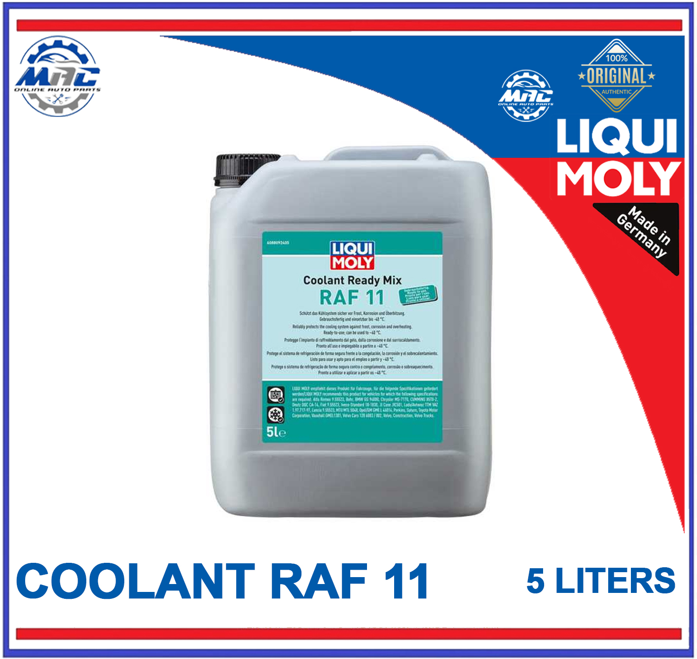 Liqui Moly Coolant Ready Mix RAF 11 - 5 liters Coolant / Antifreeze ...