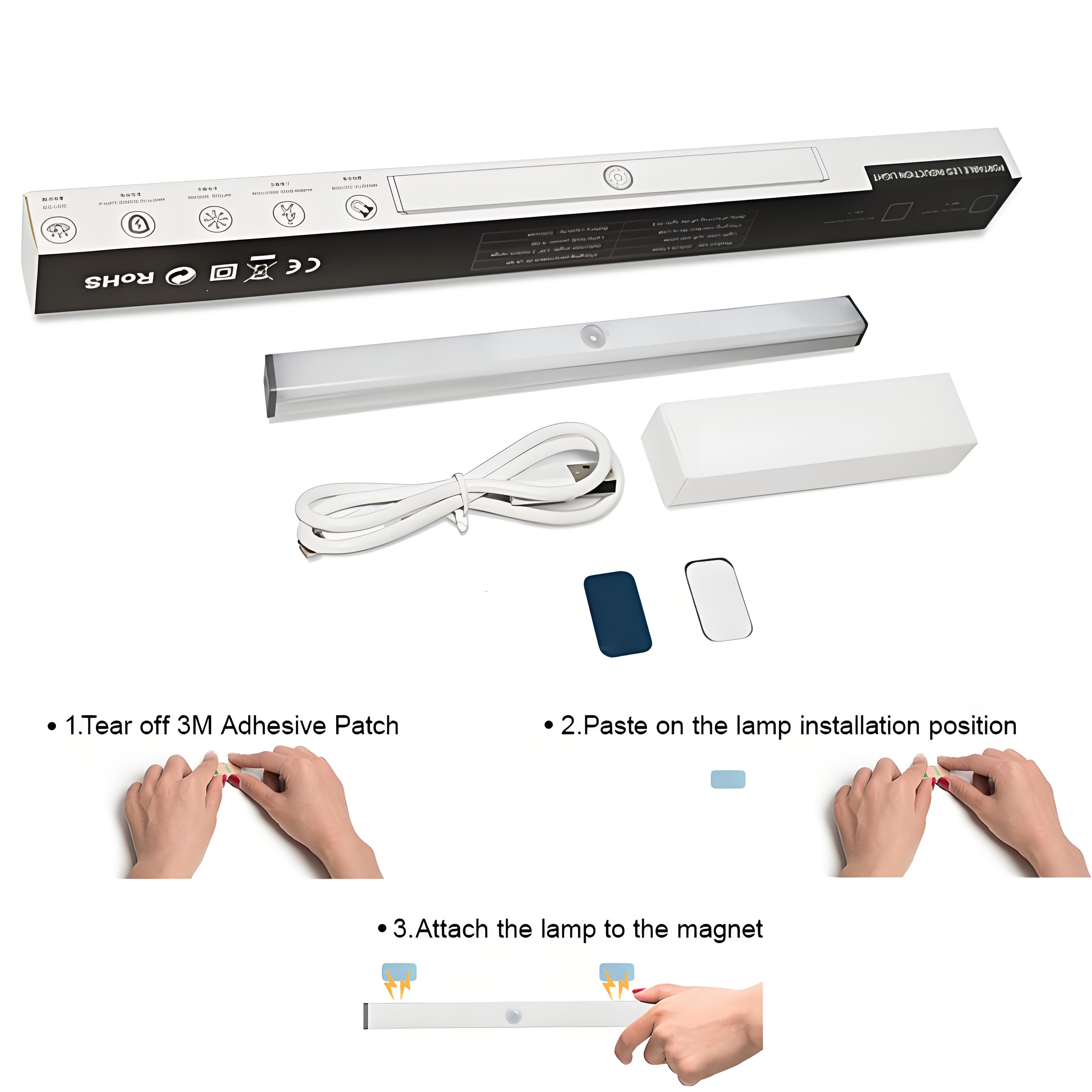 Luxy 50cm LED Motion Sensor Light Rechargeable Magnetic Light Study ...