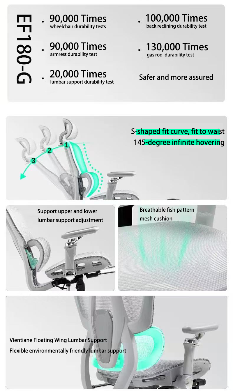 INPLAY EF180-G Ergonomic Chair 9D Arm Adjustable Height Breathable ...