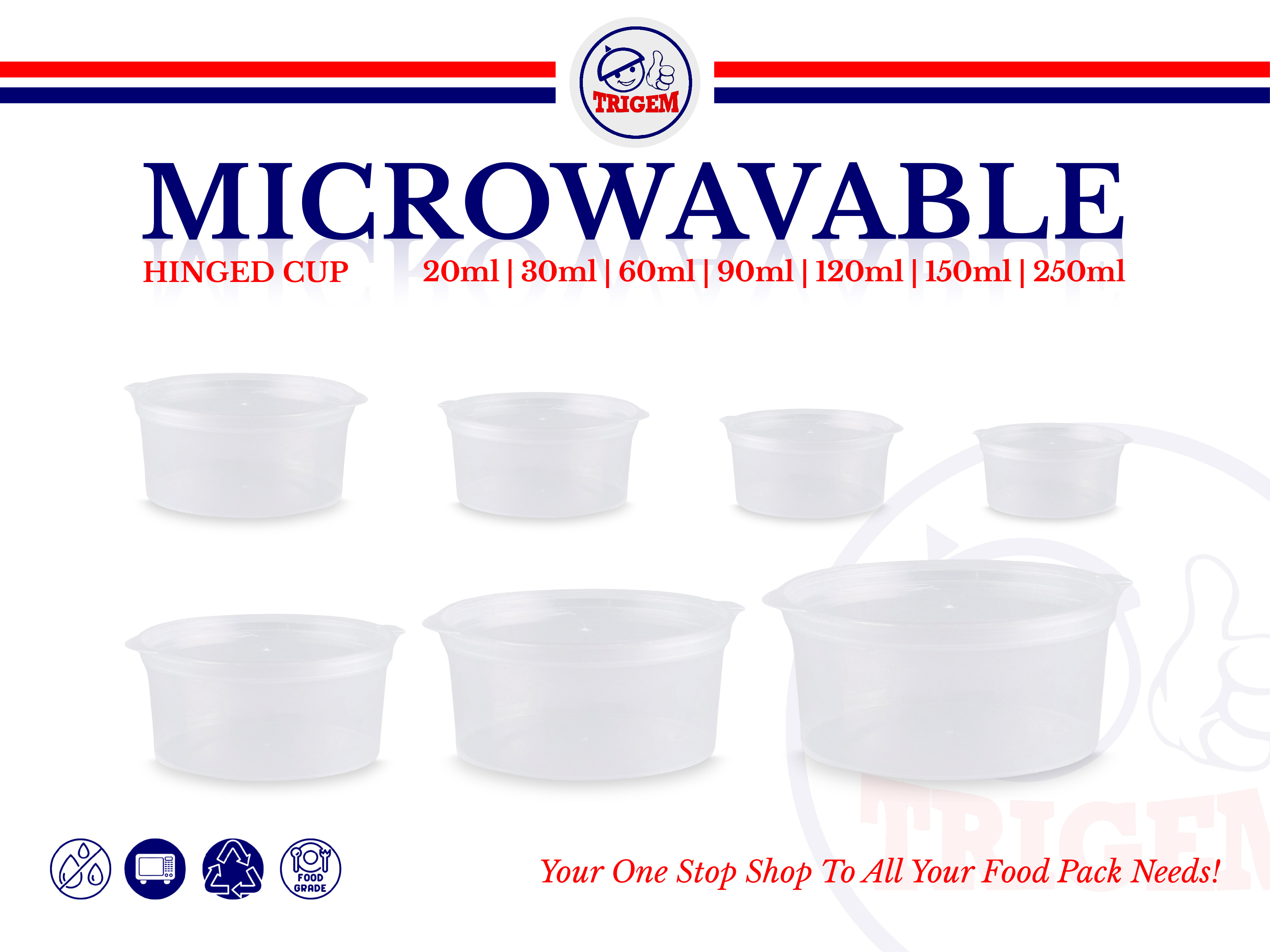[ 1000 PCS = 1 Box ] TRIGEM CLEAR Hinged Cup / Sauce Cup 30 ML | Shopee ...