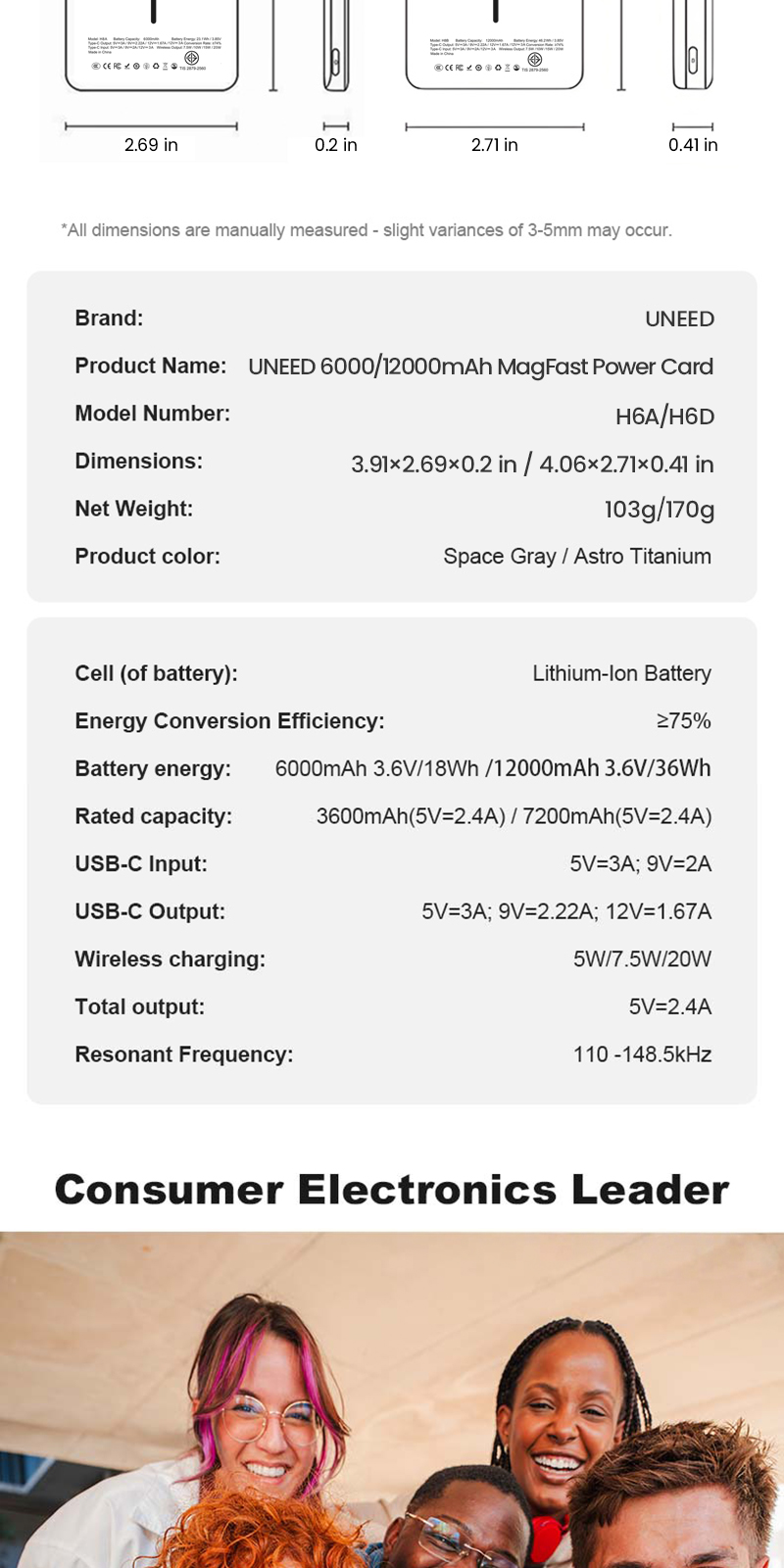 [Qi2+CCC] Uneed Powerbank Mini 12000/6000mAh Magnetic Wireless 22.5W ...