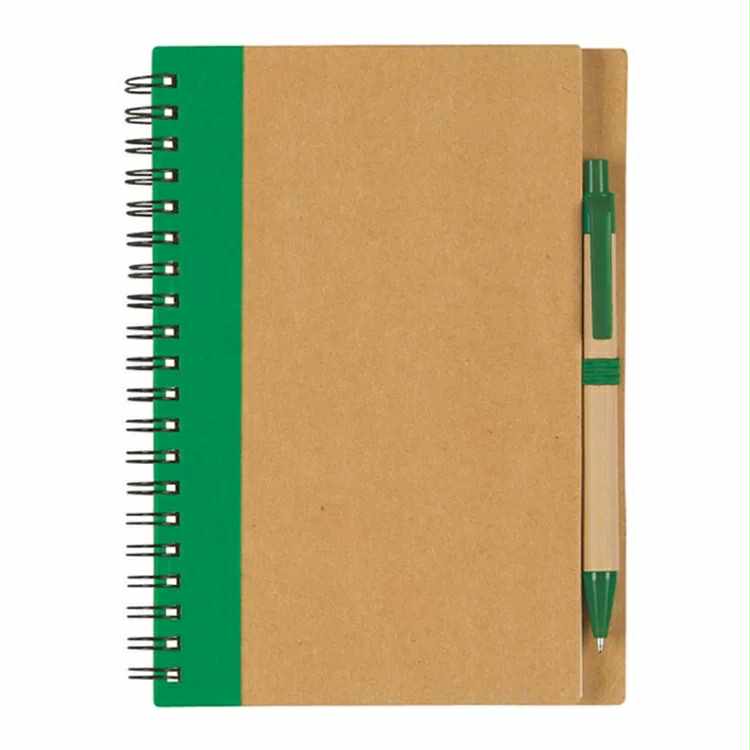 Custom Logo Spiral Notepad with Pen Eco Kraft Paper for Giveaways A5 A6 ...