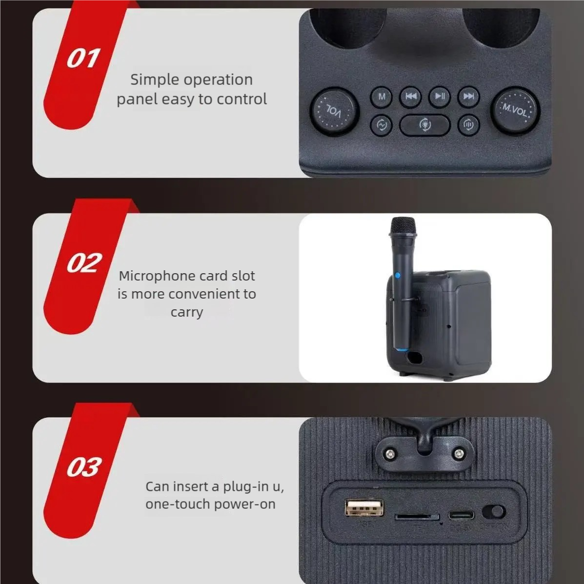 Free Wireless Microphone Bluetooth Speaker 4 Inch Karaoke Speaker Flash Light High Quality ...