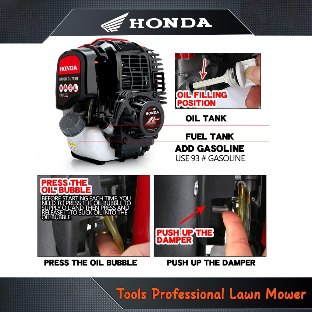 【Ready Stock】Japan HONDA 4 Stroke Grass Cutter gasoline 42CC portable trimmer garden tool ...