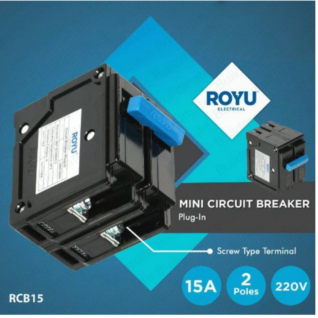 ROYU MINI CIRCUIT BREAKER PLUG IN / BOLT ON TYPE SCREW TYPE TERMINAL ...