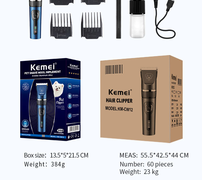 Kemei Pet Grooming Hair Clippers Kemei USB Pet Hair Clipper ...