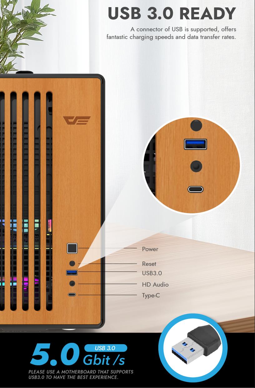 DarkFlash WD200 Wood Edition Veneer Panel M-ATX PC Case | Shopee ...