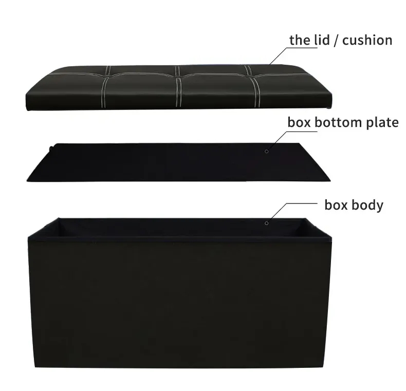 Foldable Leather Storage Stool Waterproof Ottoman Storage Box ...
