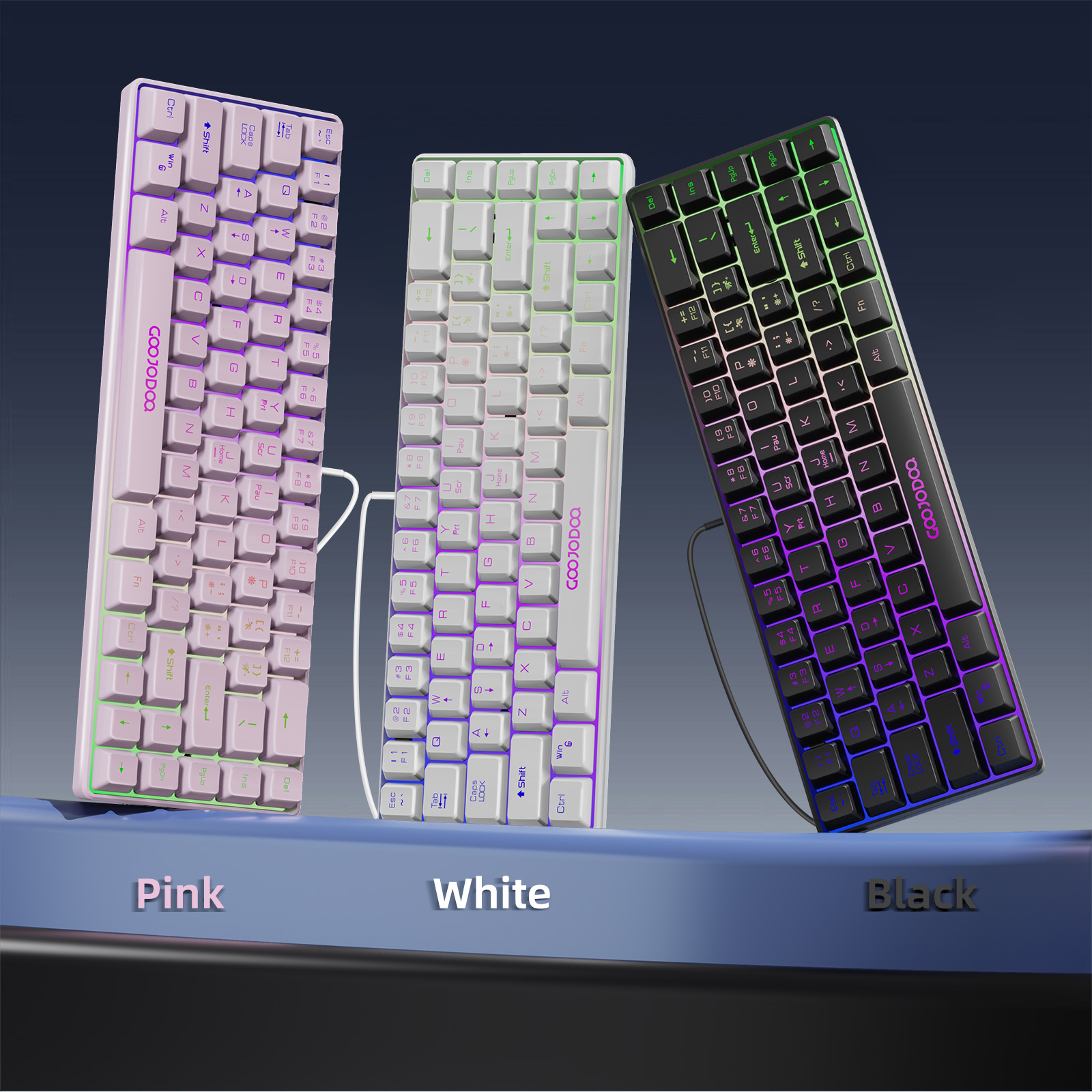 GOOJODOQ Wired Keyboard 68 Key Anti-slip Stablize Ergonomic Support ...