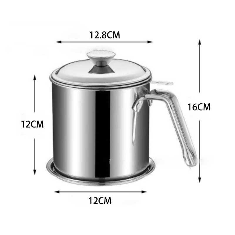1.2/1.8L 304 Stainless Steel Oil Strainer Pot with Lid Filter Cooking ...