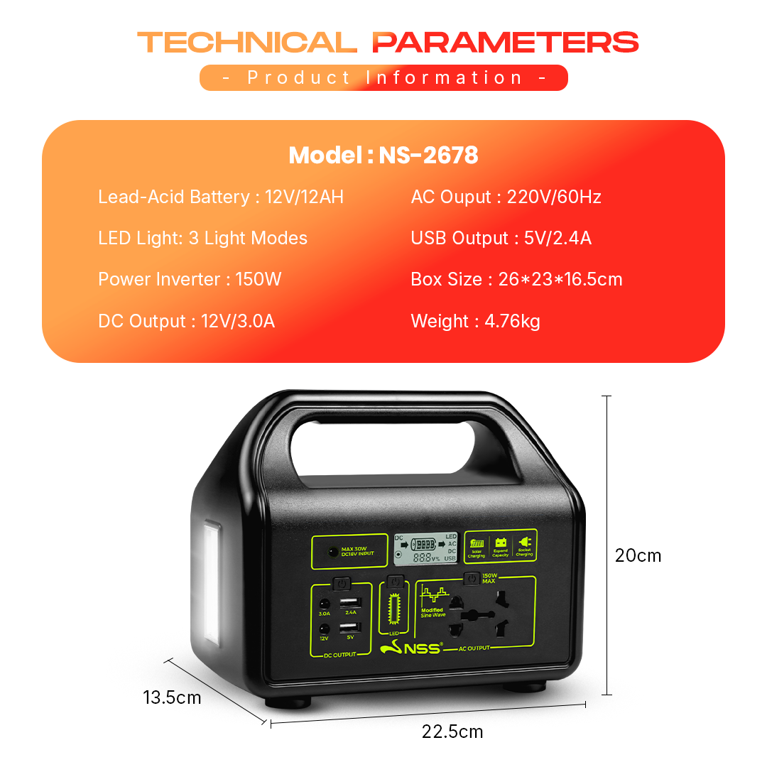 NSS 220V 150W Solar Power Station Multifunction Portable Outdoor Mobile ...