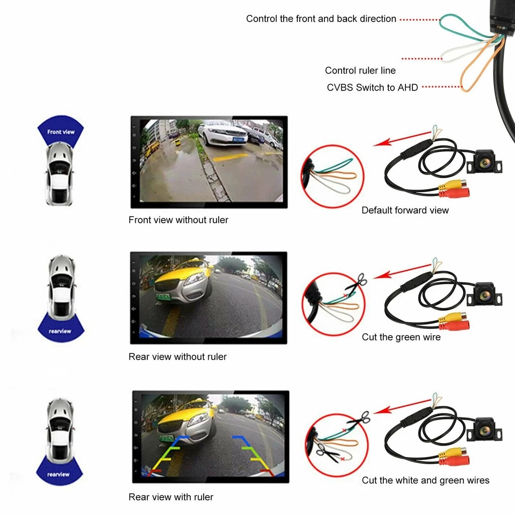 170 º car rear view reverse backup parking camera waterproof night ...
