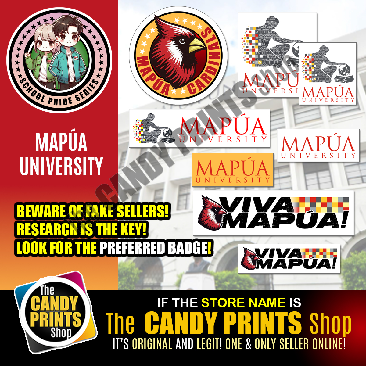 School Pride Series - MAPUA 01 - MAPUA UNIVERSITY INSPIRED Vinyl (Non-Magnetic) Stickers ...