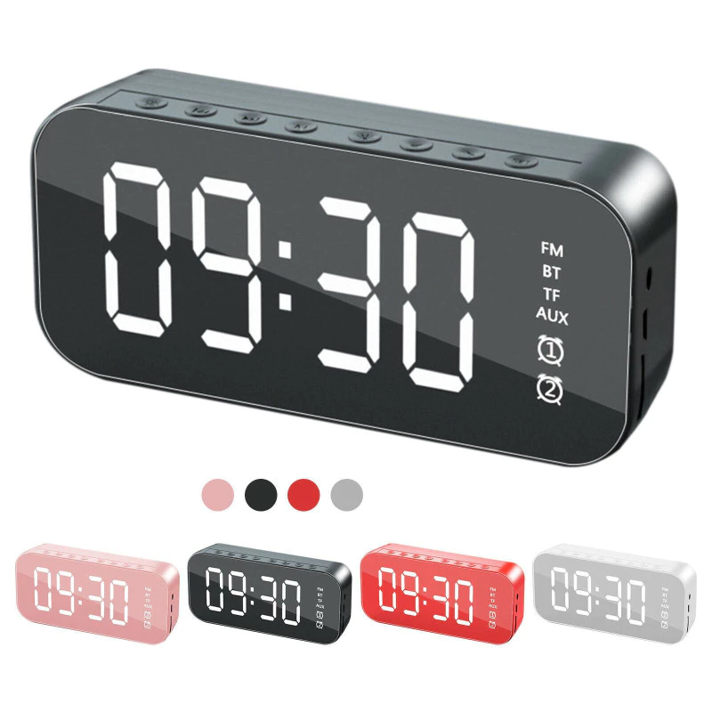 Wireless Bluetooth Multinational Speaker LED Mirror Alarm Clock Hi-fi ...