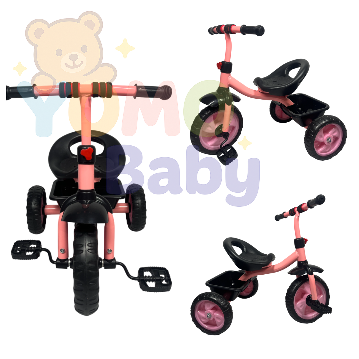 Baby 3 Wheels Bike for Baby Girl Kid Trolley Bike with Basket and Push ...