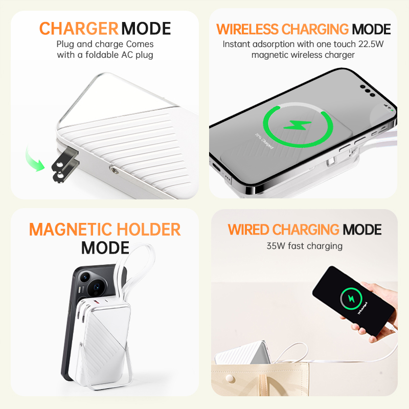UNEED JW01 30000mAh Power Bank Built-in Cable Magnetic Fast Charging ...