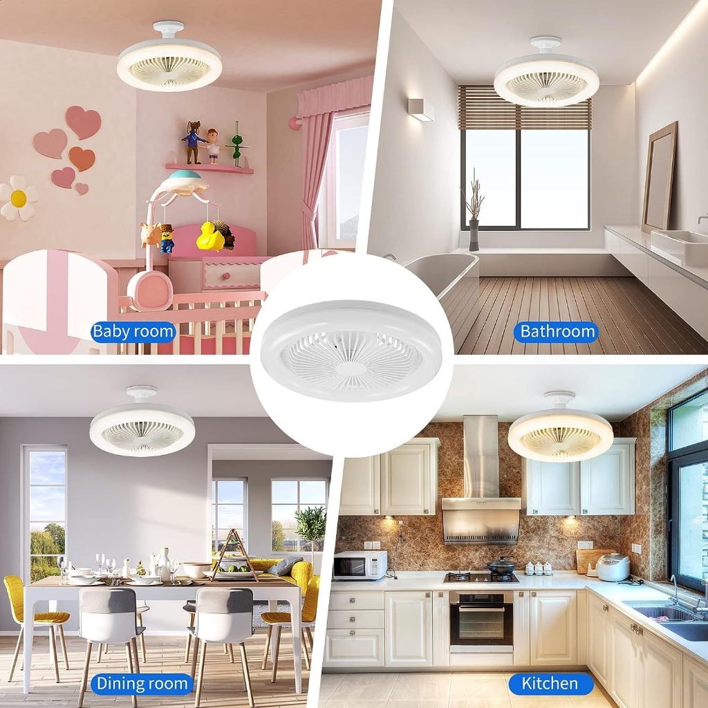 LumosGlow 3Colors 30W Ceiling Fan with Light 360° Adjust Bulb Light ...