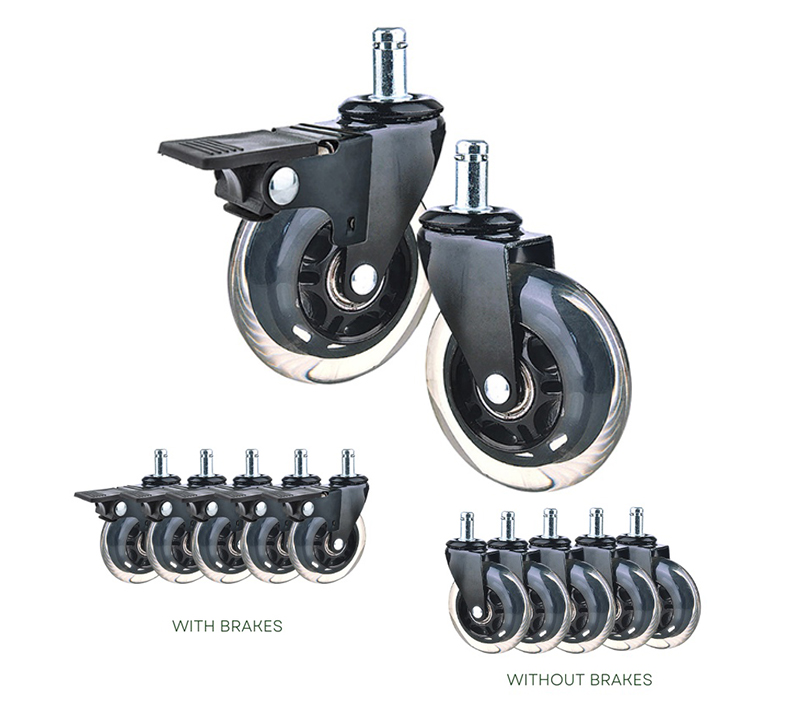 3" To 5" Computer Chair Wheels 360 Swivel Rubber Wheels Universal Wheel ...