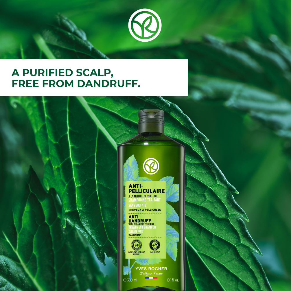 Yves Rocher Anti Dandruff Treatment Shampoo with Organic Peppermint ...