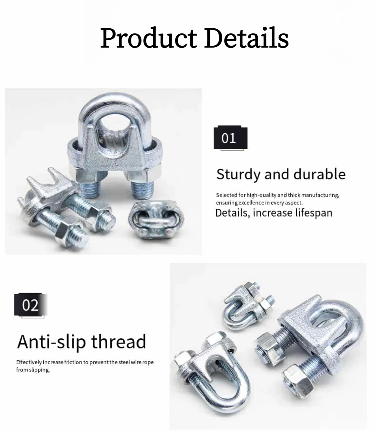 Steel Cable Clip M6-M16 Wire Rope Clip Steel Clip GI Cable U Clamp Wire ...