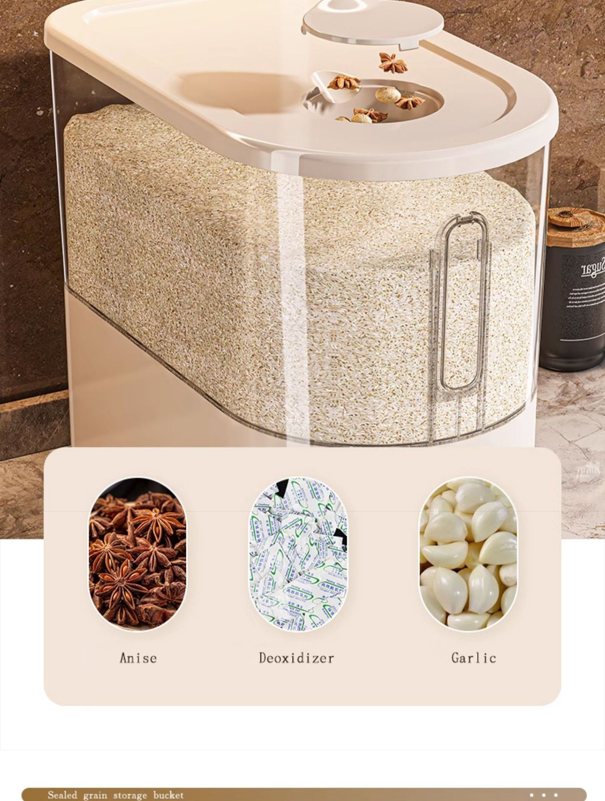 5/10KG Rice Dispenser Rice Storage Box Automatic Rice Dispenser Rice ...