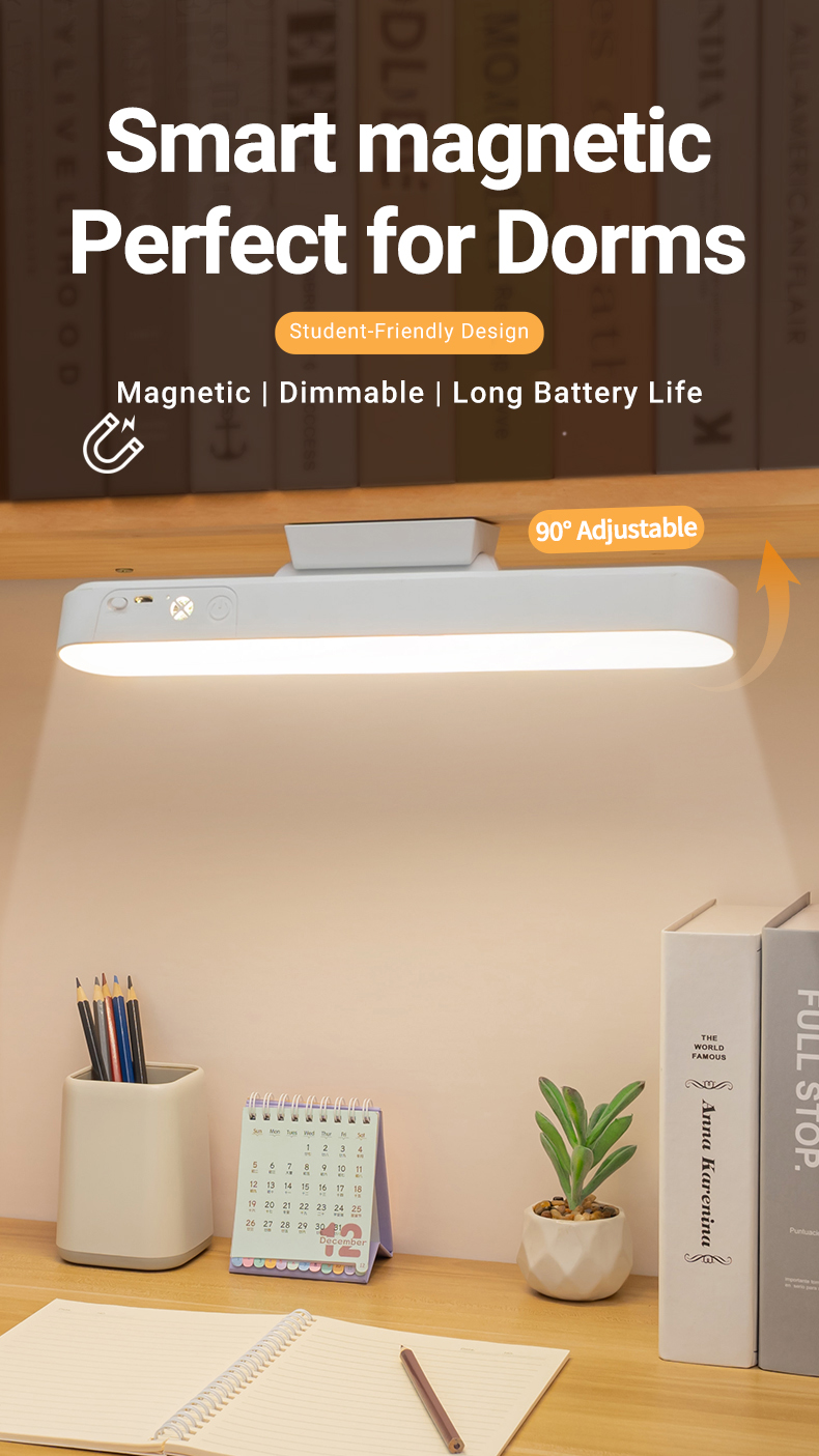 Magnetic LED Desk Lamp Rechargeable | Dimmable Table Light for Bedroom ...
