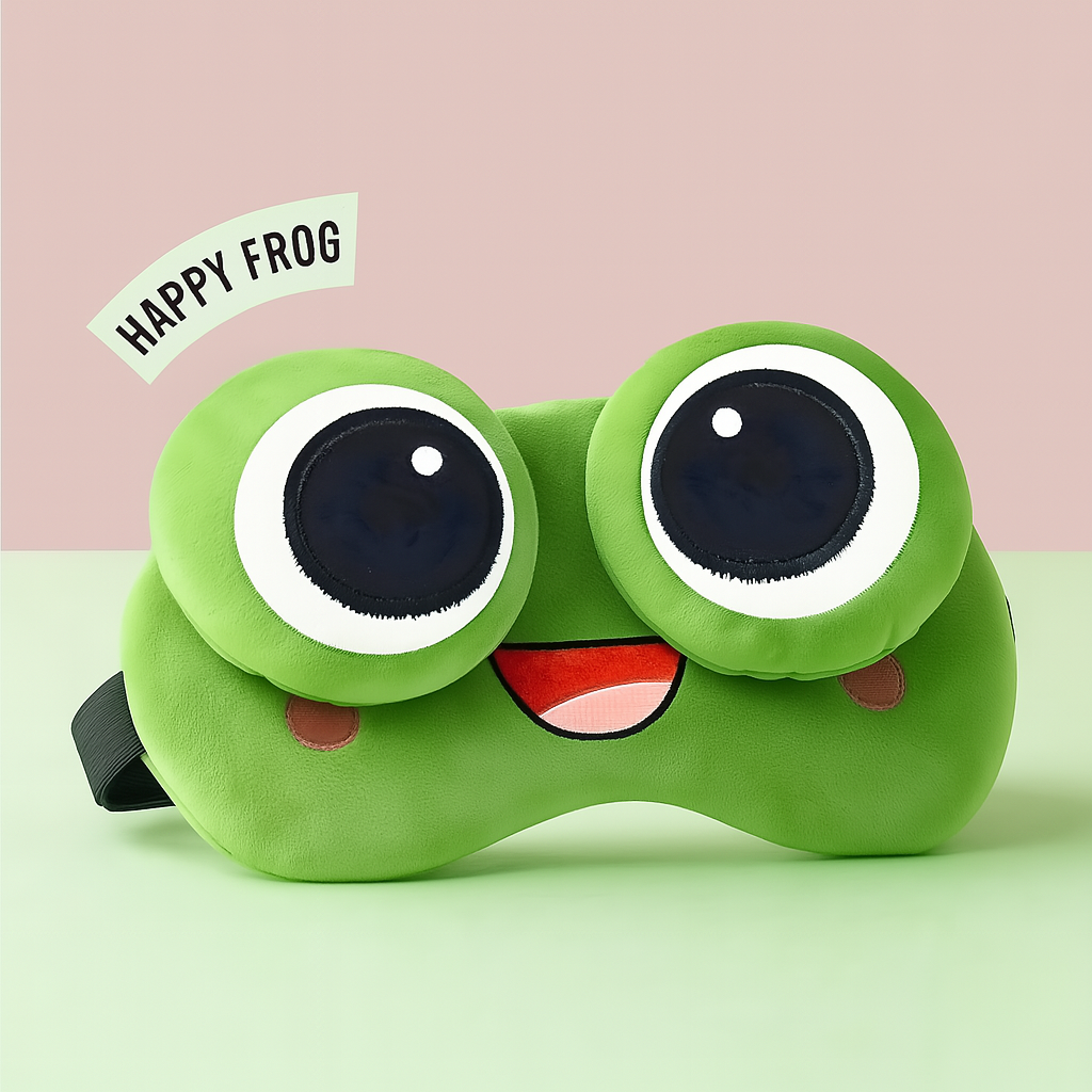 Cute 3D Frog Sleep Mask Soft Comfy Blocks Out Light for Nap & Travel ...