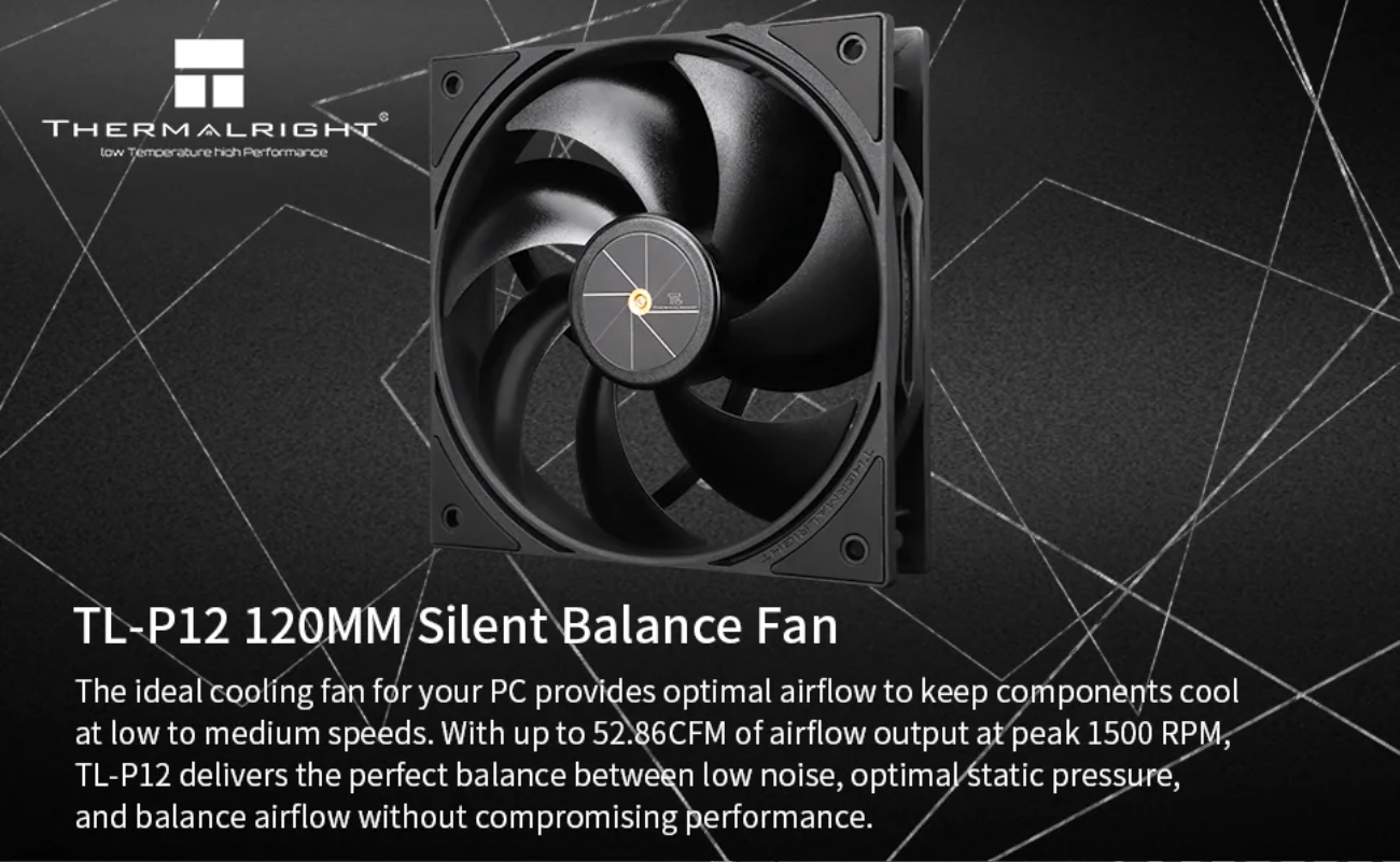 Thermalright TL-P12 Computer PC Case Fan CPU Fans 1500 RPM PWM Daisy ...