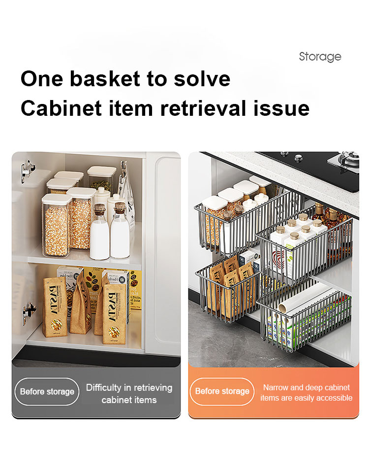 ANNIE Carbon Steel Pull-Out/Slide-Out Kitchen Cabinet Organizer ...